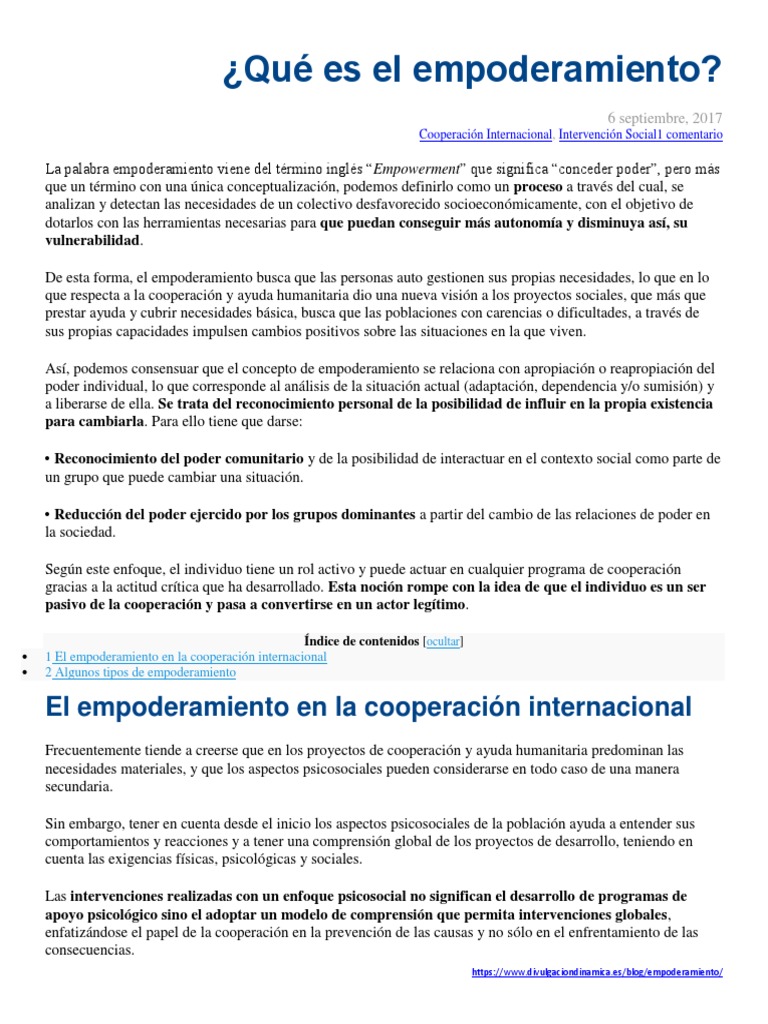 Qué Es El Empoderamiento | PDF | Empoderamiento | Cooperación
