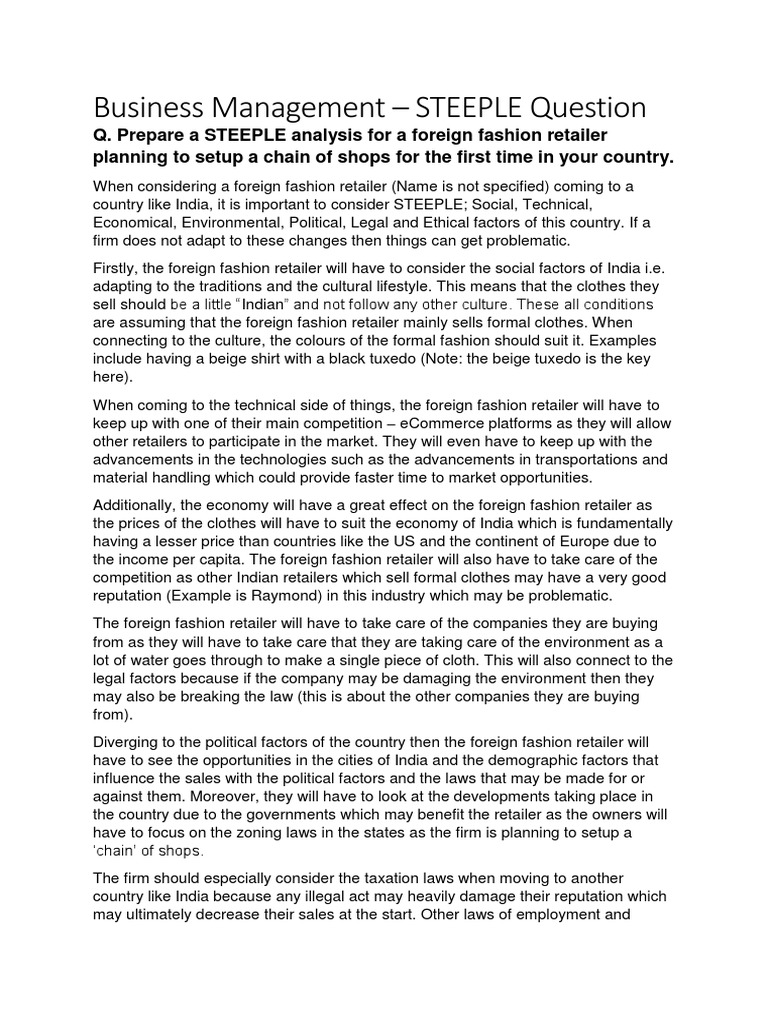 Steeple Question | PDF | Retail | Fashion