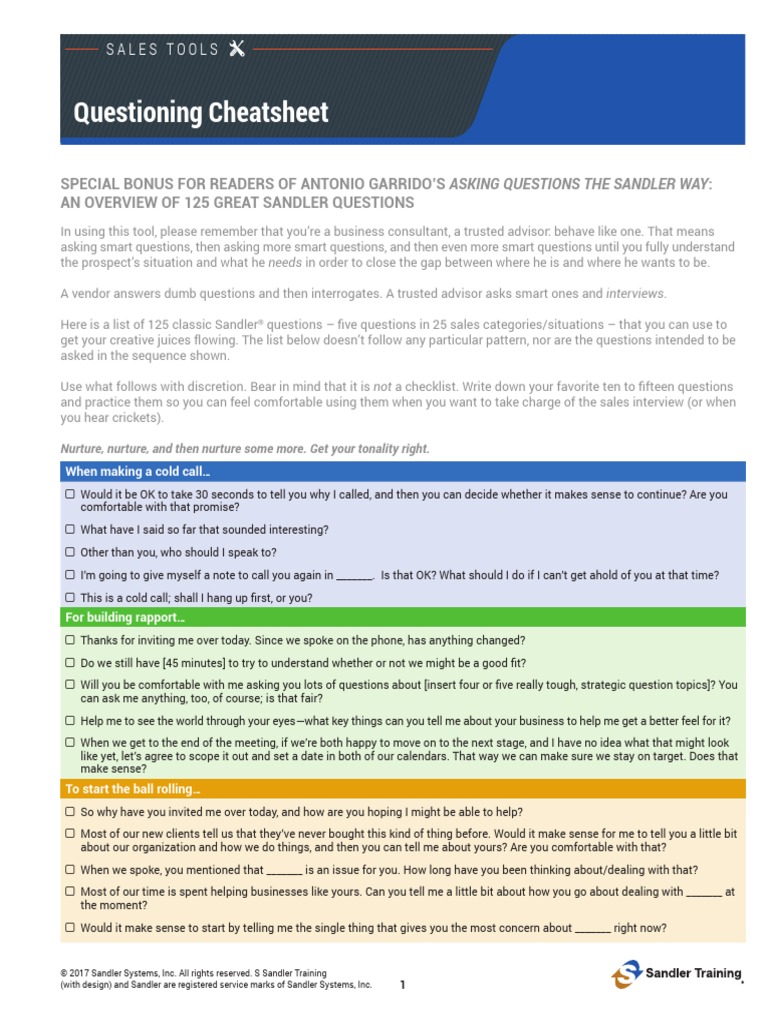 Questioning Tool | PDF | Question | Business