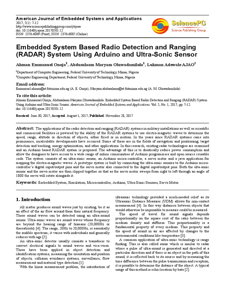 Ultrasonic Radar Research Paper | PDF | Ultrasound | Radar