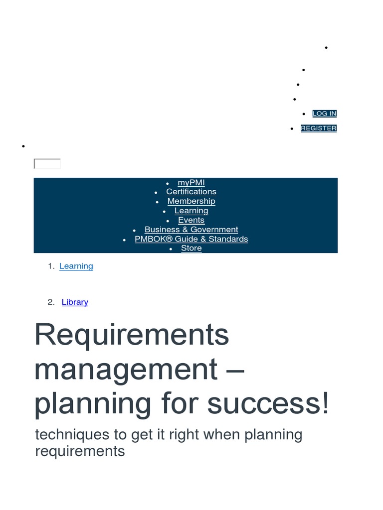 Requirements Management - Planning For Success!: Techniques To Get It ...