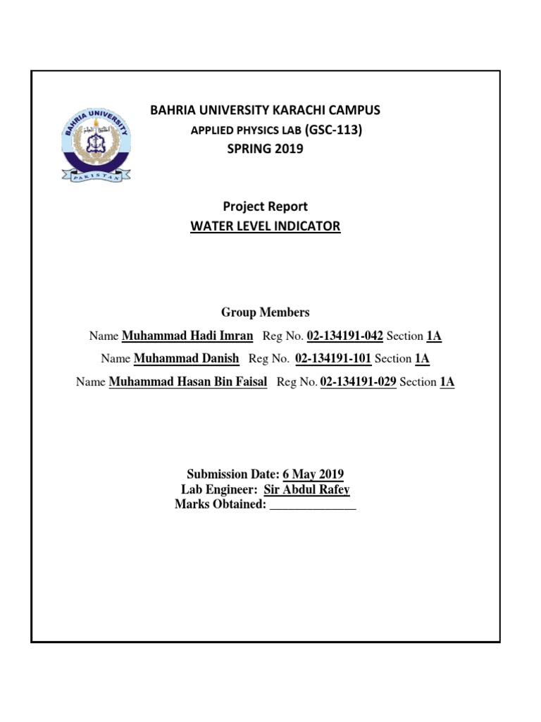 Water Level Indicator Project Report | Download Free PDF ...