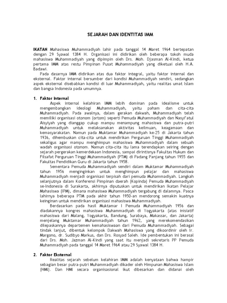 Sejarah dan Identitas Ikatan IMM | PDF | Politik | Ilmu Sosial
