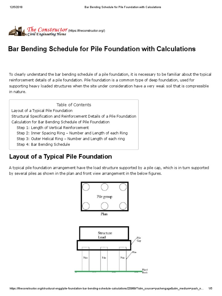 Bar Bending Schedule For Pile Foundation With Calculations | PDF | Deep ...