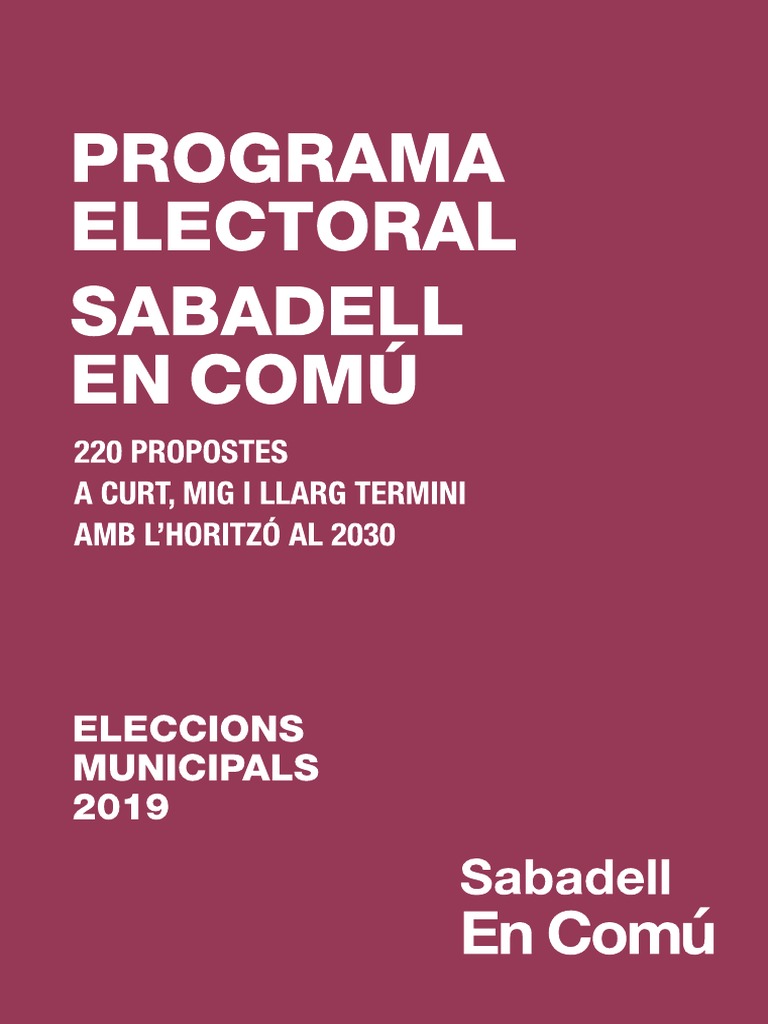 Programa Sabadell en Comú 2019 | PDF