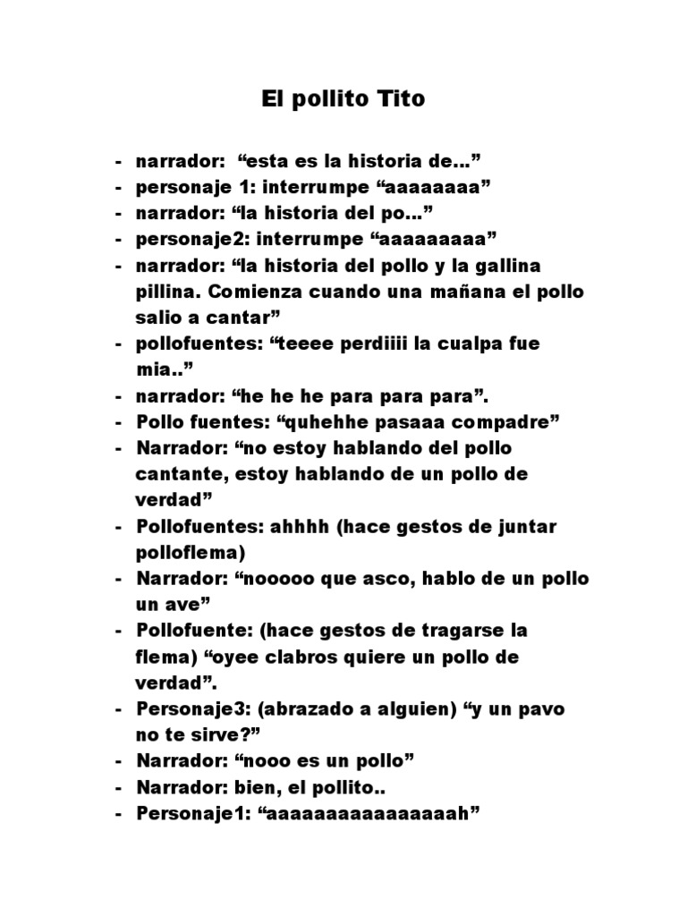 Libreto El Pollito Tito | PDF | Pollo