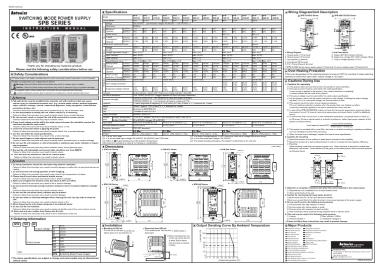 Autonics SPB Manual | PDF | Power Supply | Fuse (Electrical)