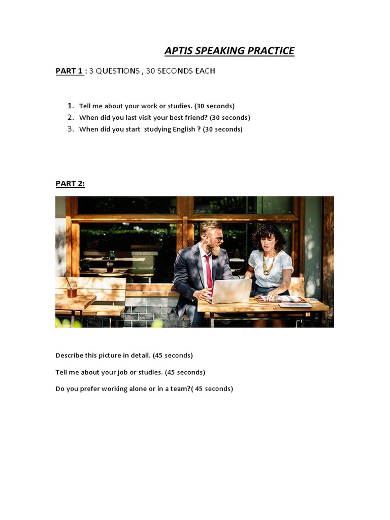 Aptis Speaking Practice by Rose | PDF