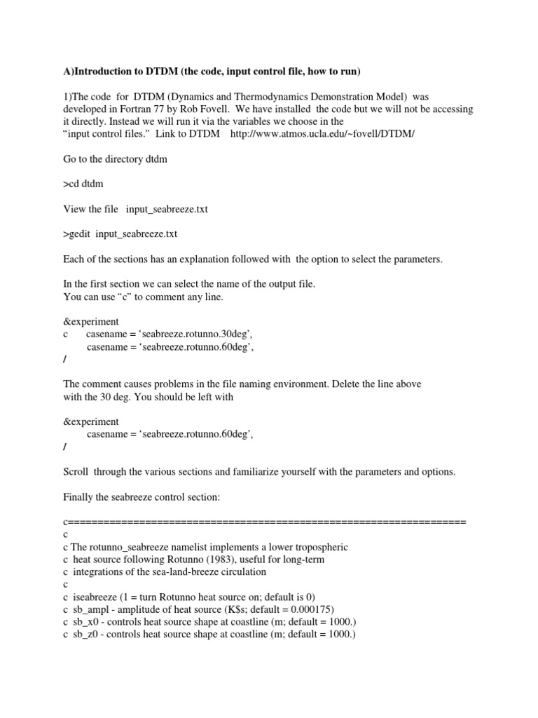 A) Introduction To DTDM (The Code, Input Control File, How To Run) | PDF | Parameter (Computer ...