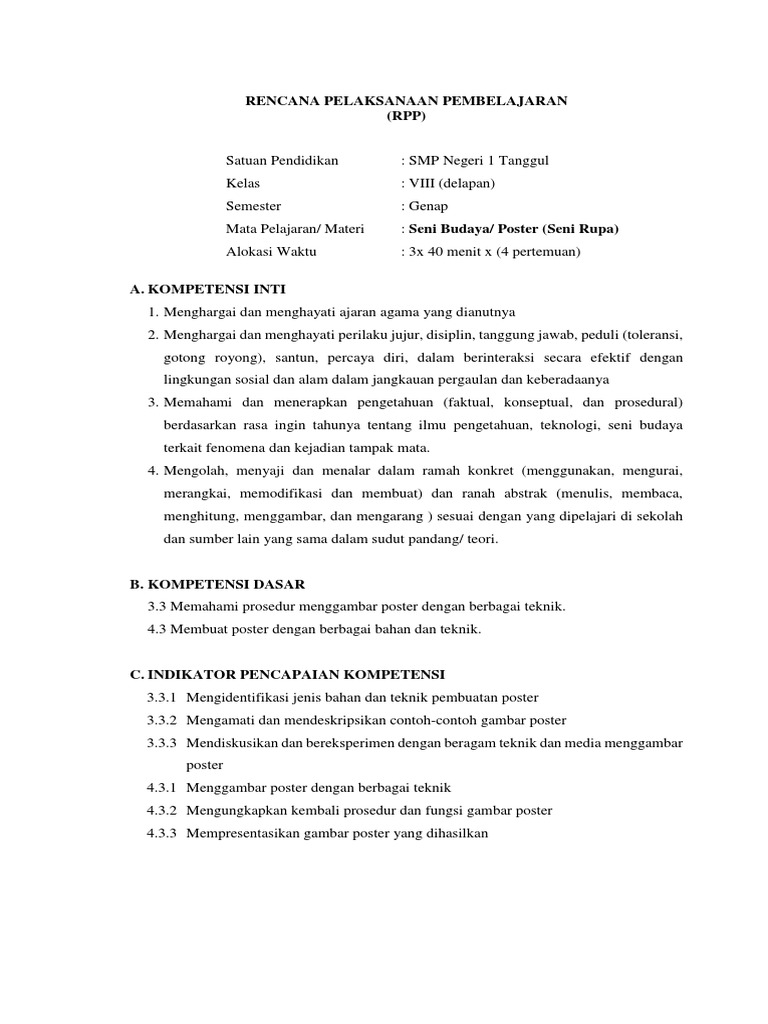 RPP. Seni Rupa Poster | PDF | Karier & Perkembangan | Komputer