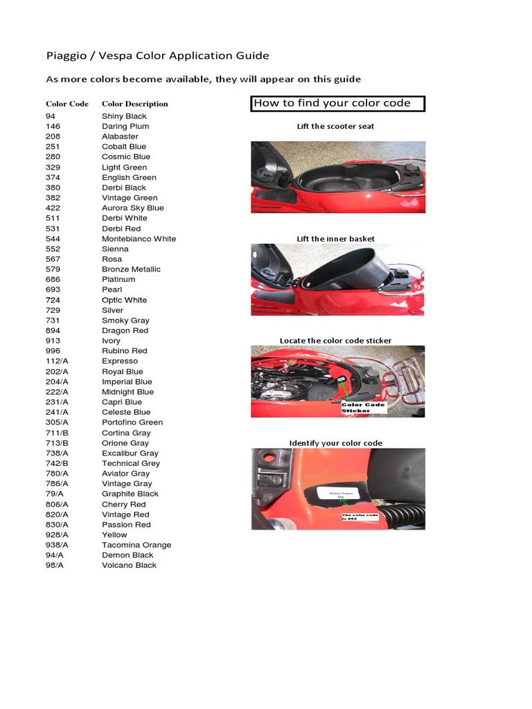 Piaggio-Vespa Color Guide | Blue | Art Materials