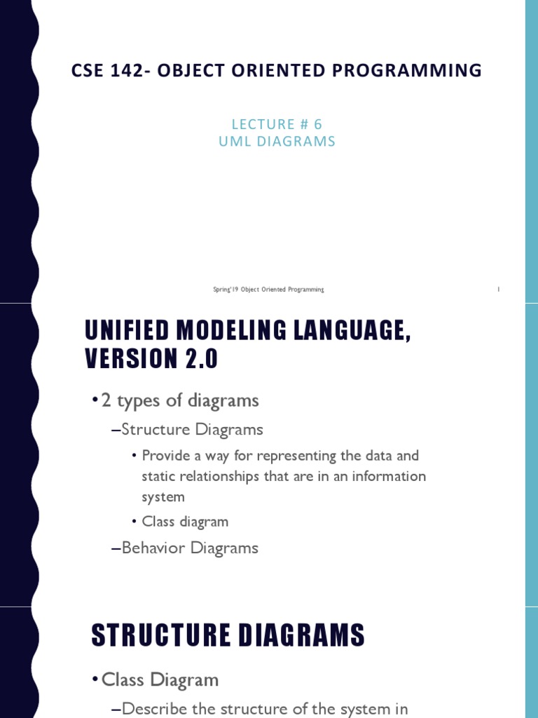 Cse 142 Object Oriented Programming Lecture 6 Uml Diagrams Download Free Pdf Class