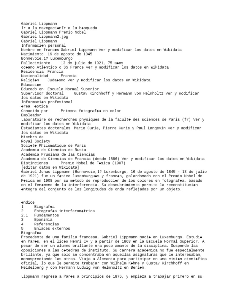 Gabriel Lippmann: Pionero en Fotografía | PDF | Filosofía natural | Olas