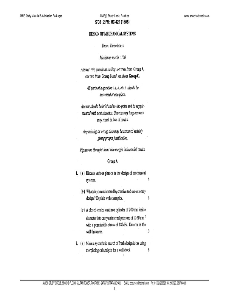 MC 421 Design of Mechanical System S08-S14 PDF | PDF | Strength Of ...