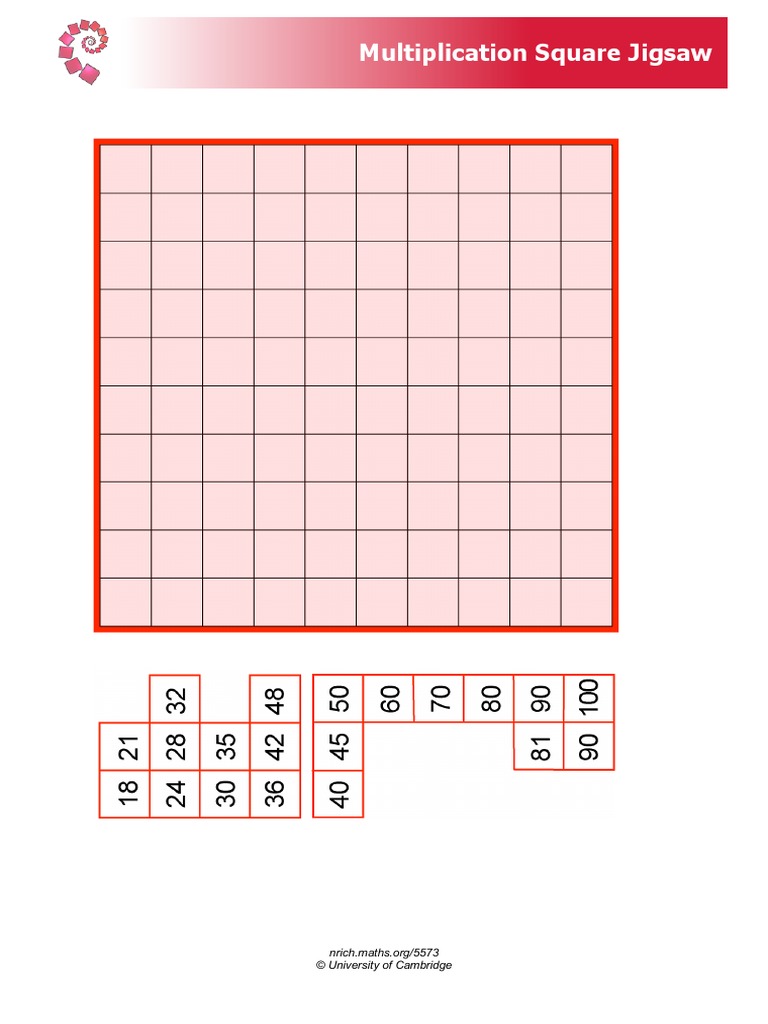 Multiplication Square Jigsaw | PDF | Puzzles | Games Of Mental Skill