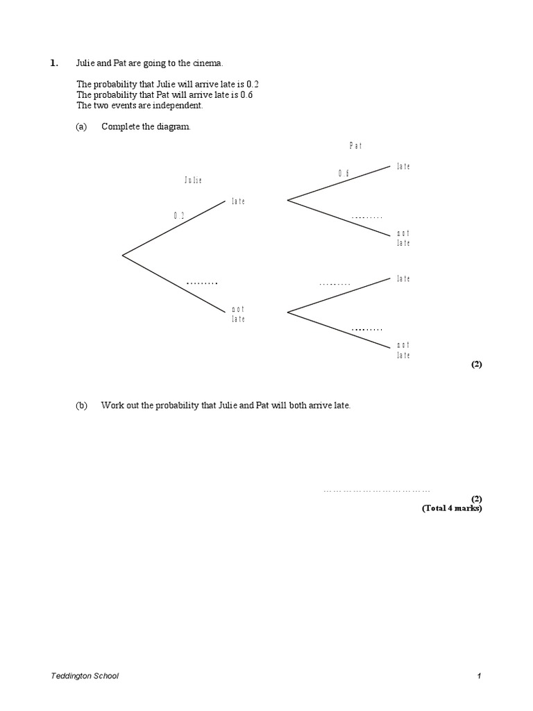 Probability Tree Diagrams | PDF | Edible Fruits