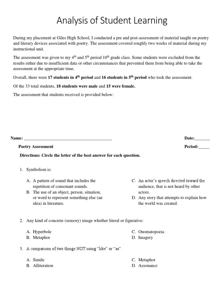 Student Analysis Charts | PDF | Poetry