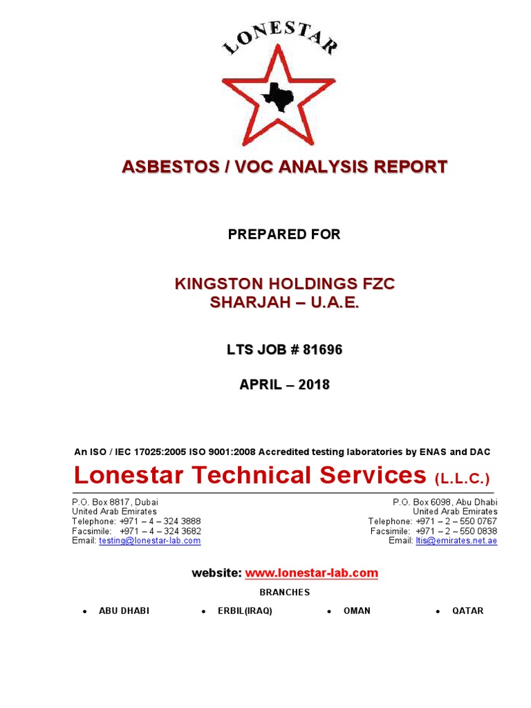 ASBESTOS - Test Report | PDF | United Arab Emirates | Dubai