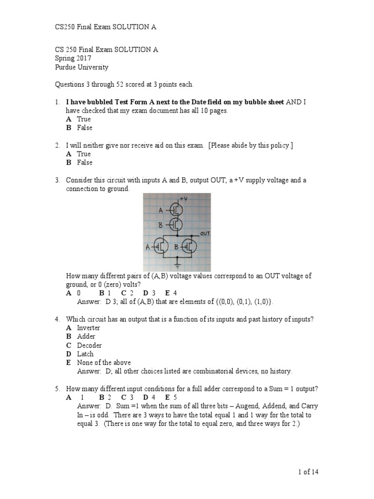 CS 25000 Spring 2017 Final Practice Solutions | PDF | Cpu Cache | Parallel Computing