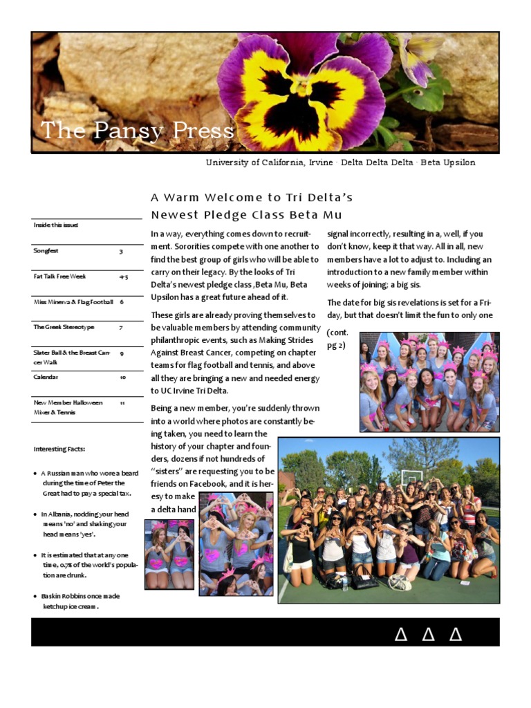 Tri Delta Beta Mu Pledge Class Highlights | PDF | Fraternities And ...