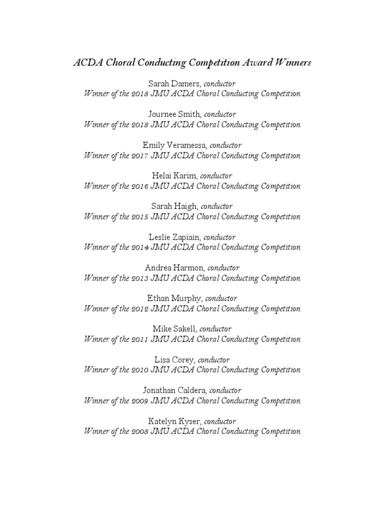 Conducting Competition Winners | PDF