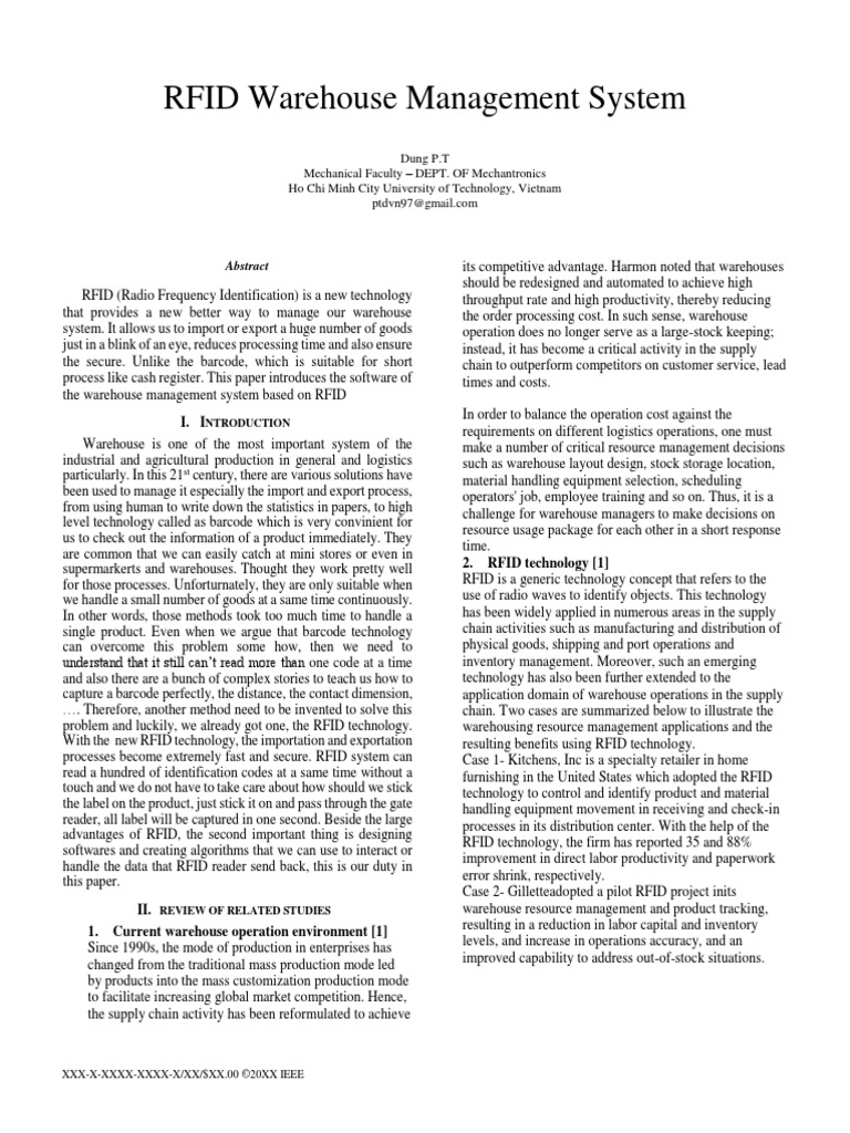 RFID Warehouse Management System | PDF | Radio Frequency Identification ...