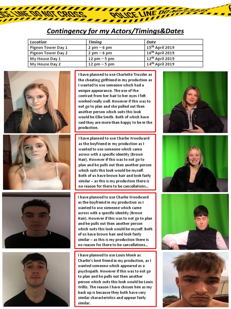 Actor Contingency Plans for Production | PDF | Leisure
