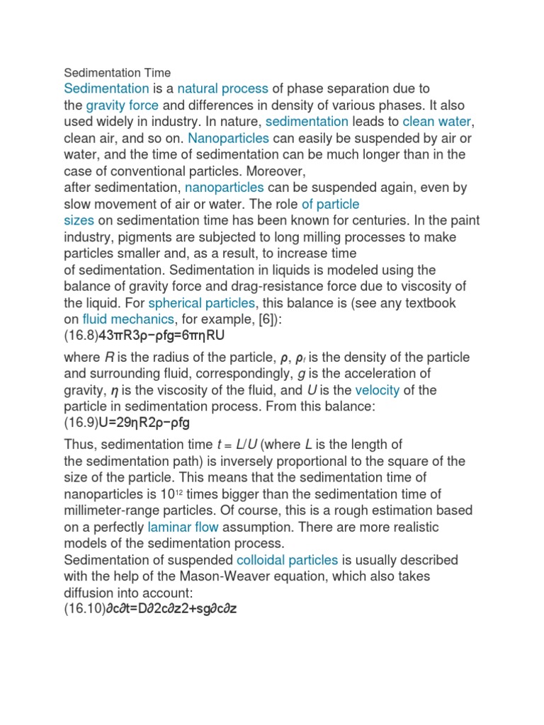 Sedimentation Natural Process Gravity Force Sedimentation Clean Water ...