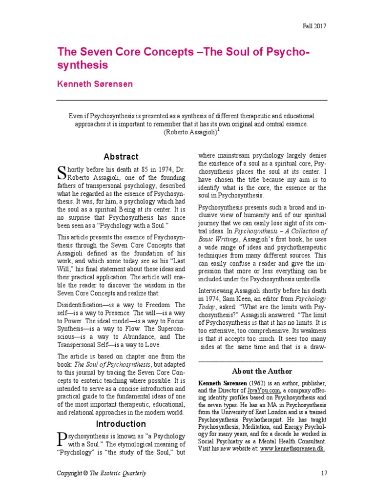 7 Core Concepts Psychosynthesis | Download Free PDF | Consciousness ...