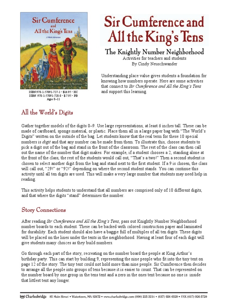 Sir Cumference and All The Kings Tens Activities | PDF | Numbers ...