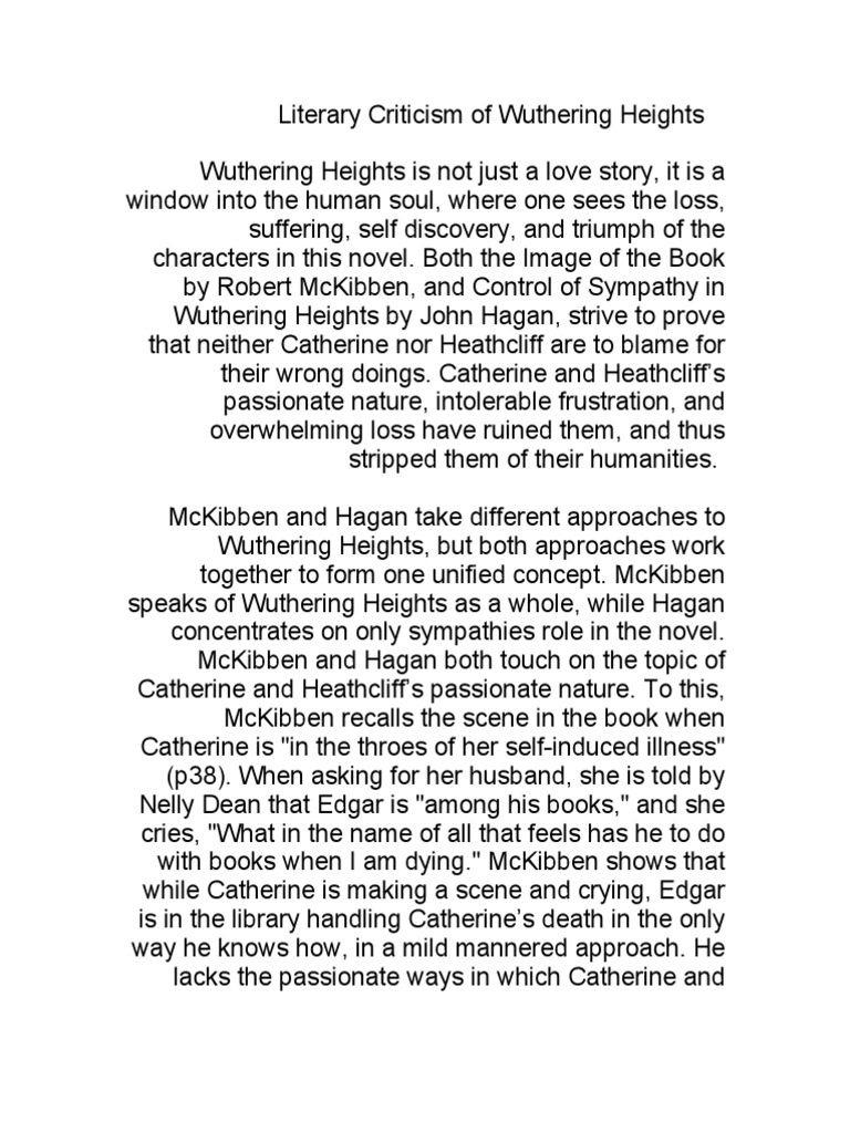 Literary Criticism of Wuthering Heights | PDF | Wuthering Heights ...