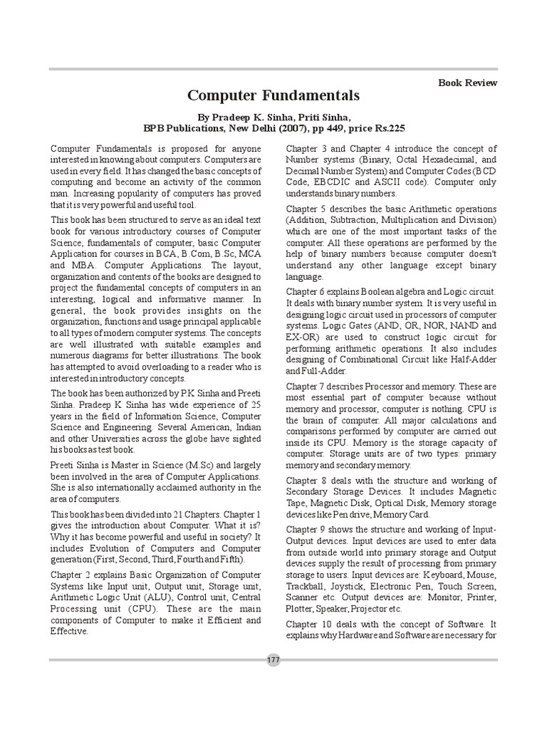 Computer Fundamentals: Book Review | PDF | Computer Data Storage | Input/Output