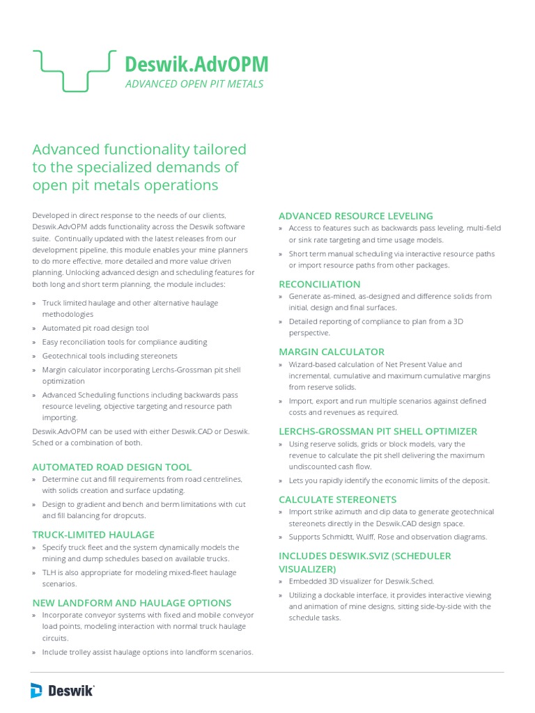 Deswik - advoPM Module Summary | Download Free PDF | Computer Aided Design | Logistics