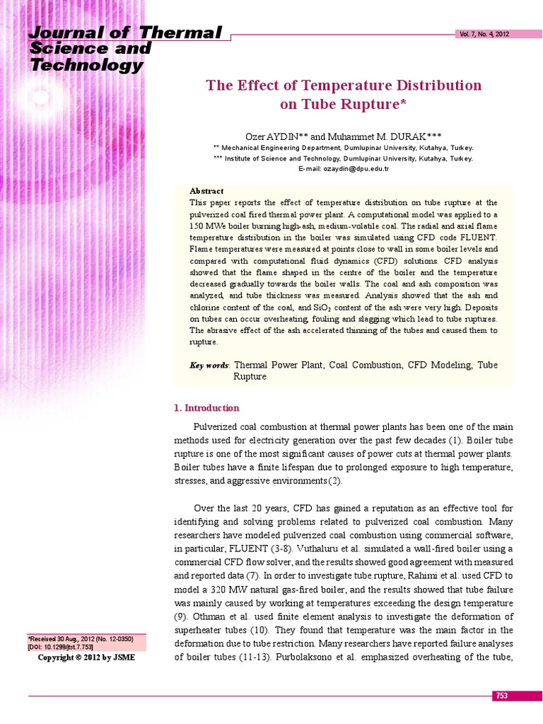 Journal of Thermal Science and Technology: The Effect of Temperature ...