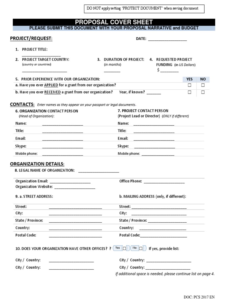 Proposal Cover Sheet: Project/Request | PDF | Employment | Government