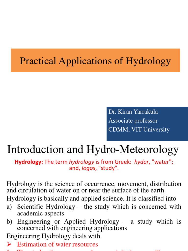 Practical Applications of Hydrology: Dr. Kiran Yarrakula Associate ...
