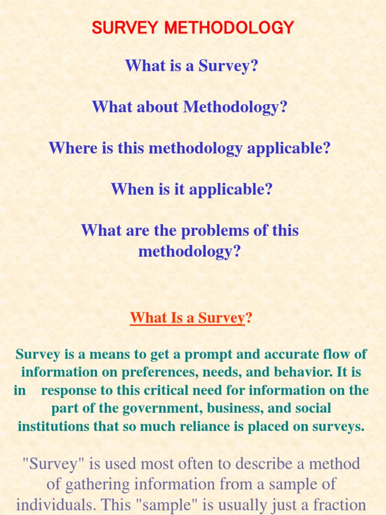 Survey Methodology | PDF | Survey Methodology | Sampling (Statistics)