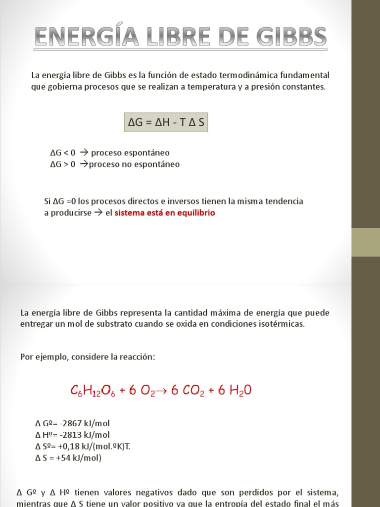 Energía Libre De Gibbs Y Termodinámica Pdf Energía Libre De Gibbs