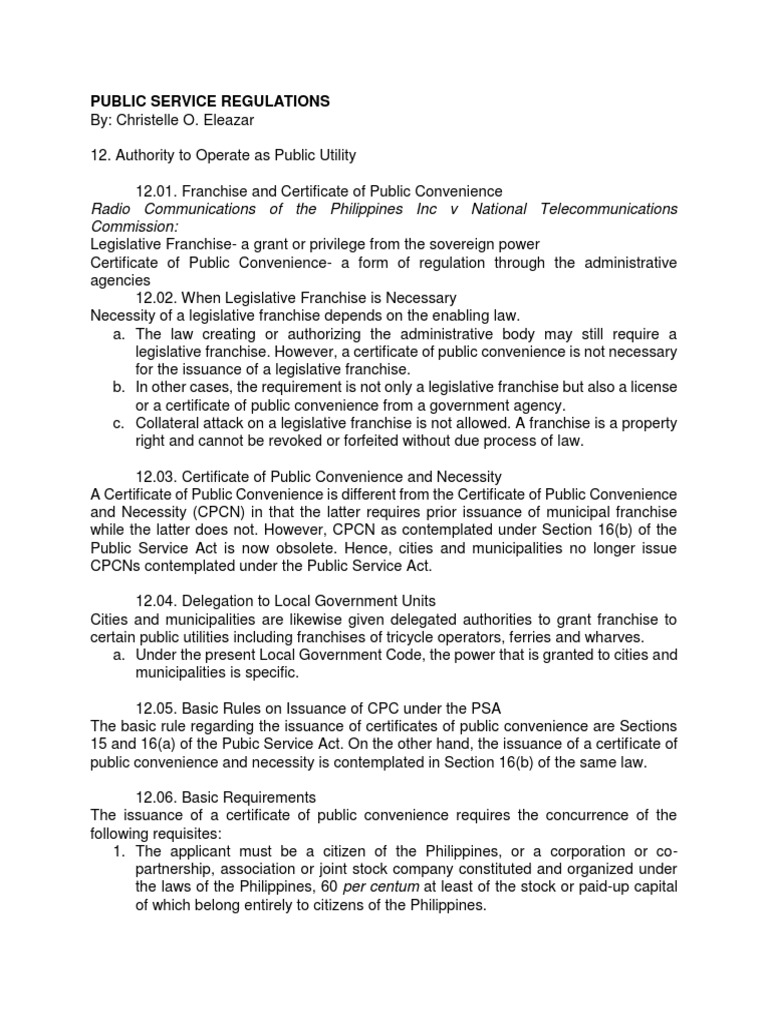 Public Service Regulations: Radio Communications of The Philippines Inc ...