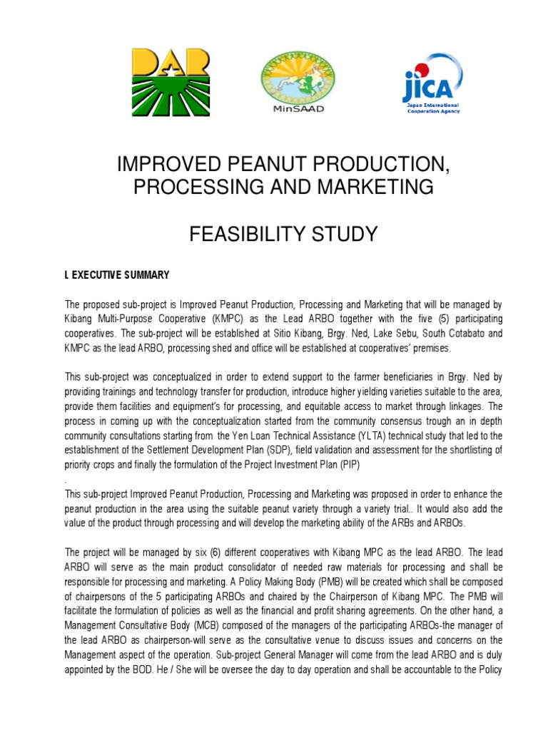 Improved Peanut Production, Processing and Marketing Feasibility Study | PDF | Peanuts ...