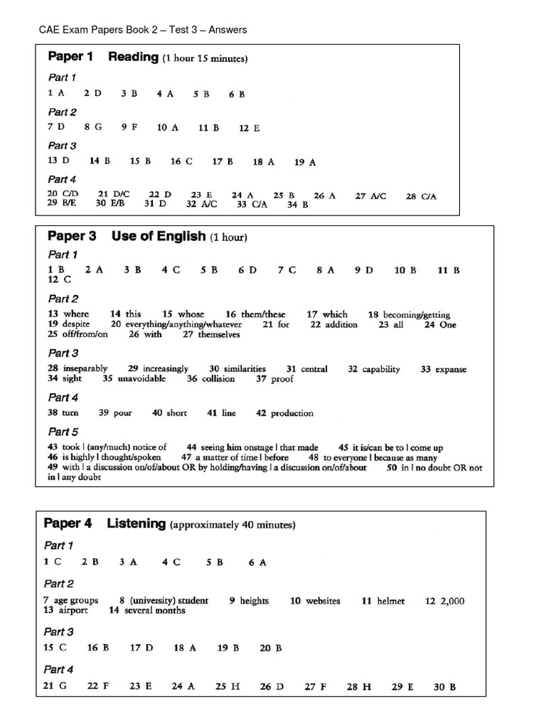 Cae Book 2 Test 3 Answers Pdf