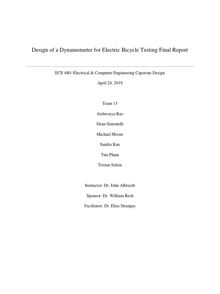 Design of A Dynamometer For Electric Bicycle Testing | PDF | Electric ...