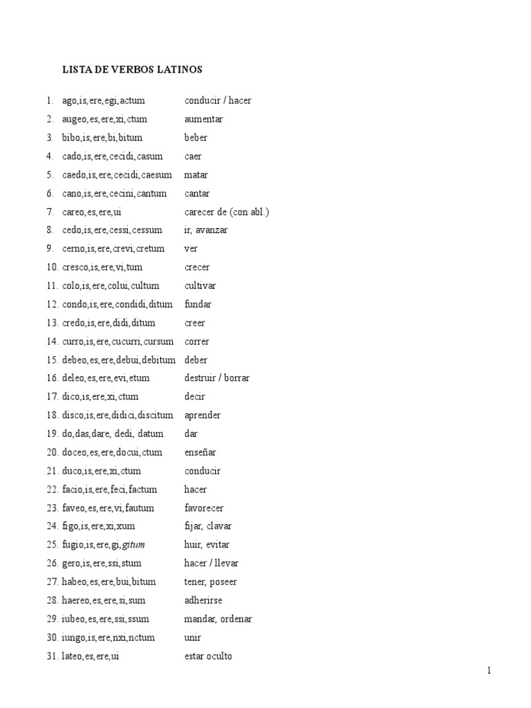 Lista de Verbos Latinos | PDF