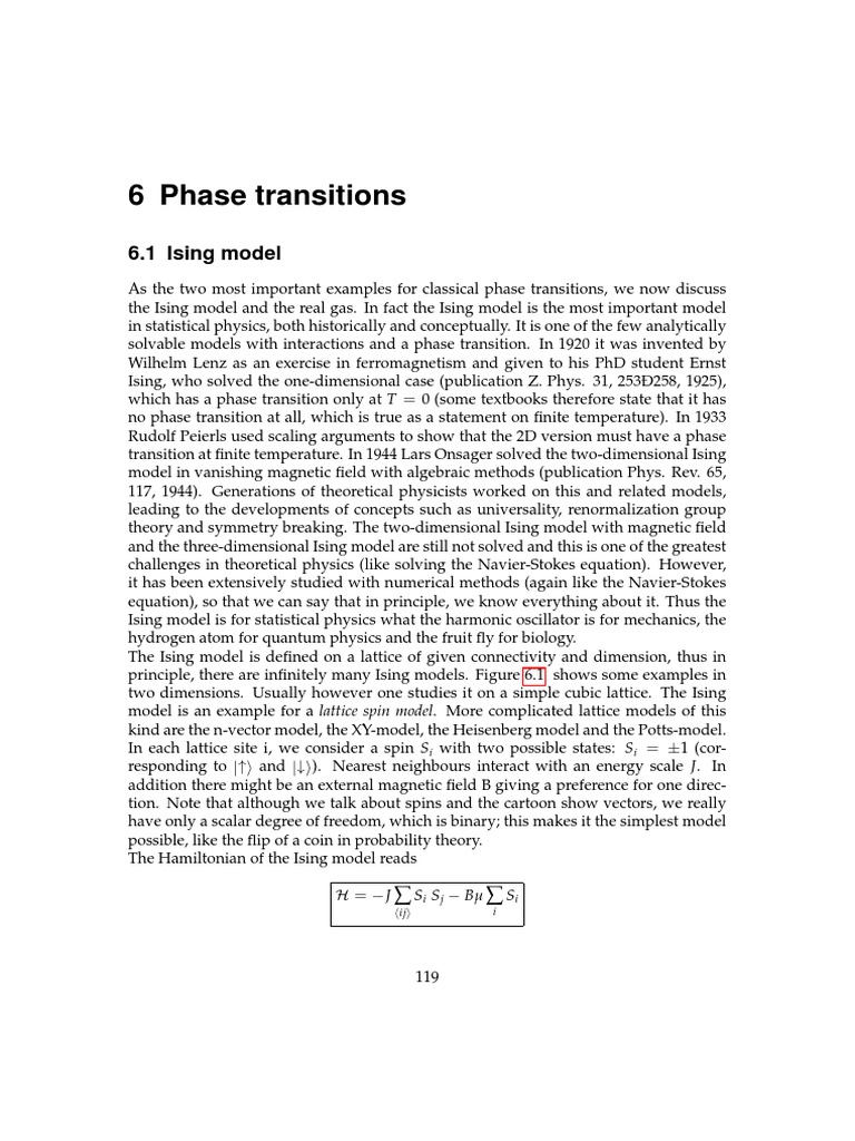 6 Phase Transitions: 6.1 Ising Model | PDF | Phase Transition | Scientific Theories