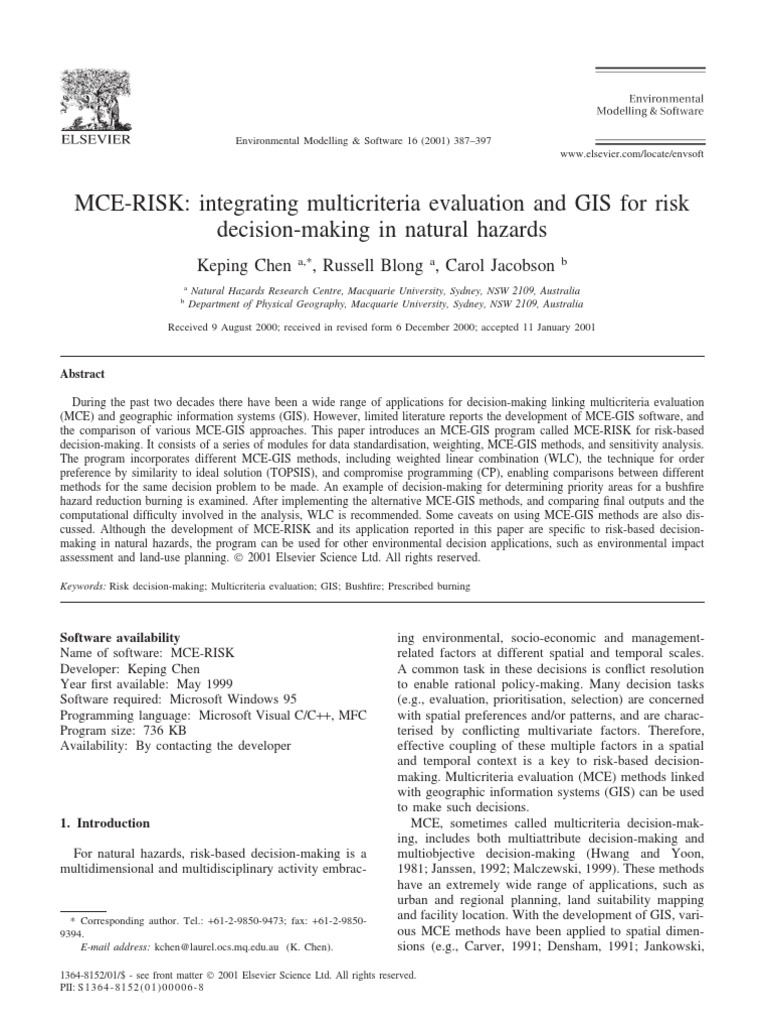 Chen 2001 | Download Free PDF | Sensitivity Analysis | Decision Making
