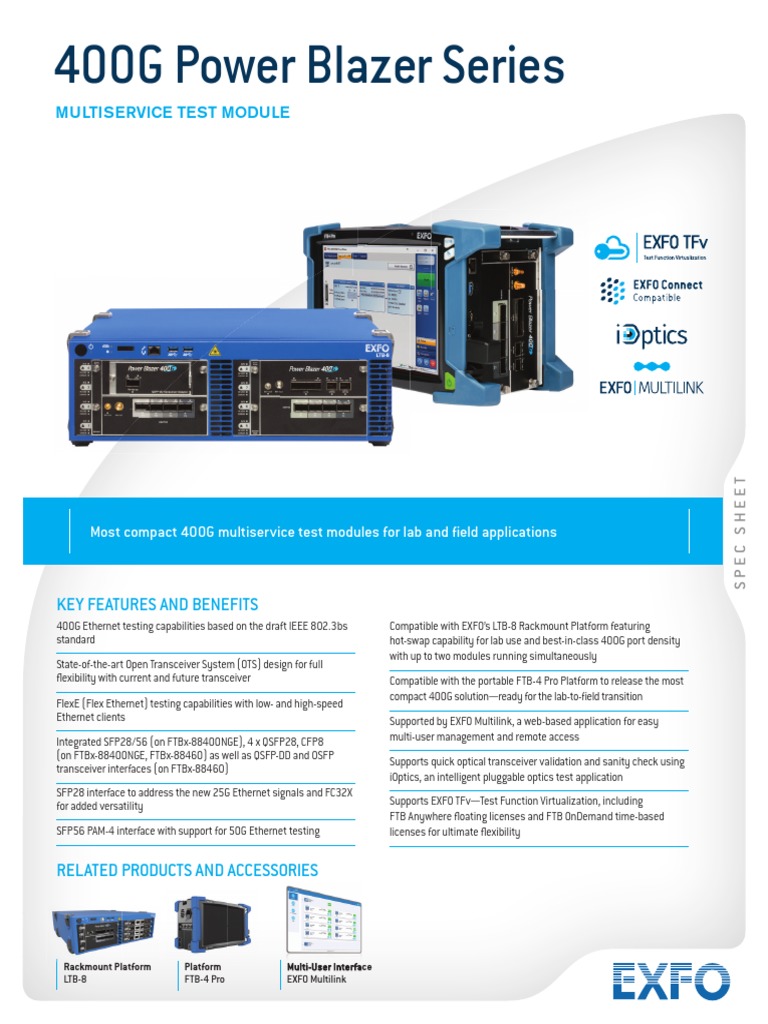 Exfo Spec Sheet 400g Power Blazer Series en | PDF | Ethernet ...