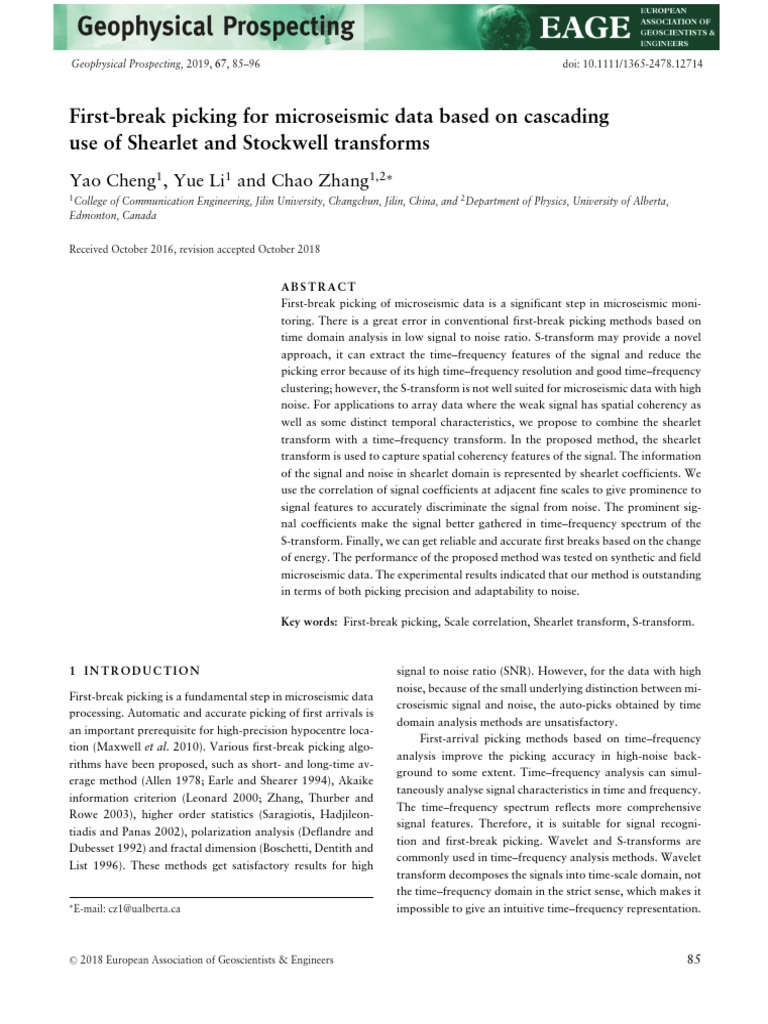 Cheng Et Al-2019-Geophysical Prospecting | PDF | Wavelet | Signal To ...