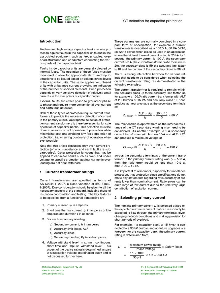 0MPRCT 3 Protection CT Selection | PDF | Capacitor | Electrical Equipment