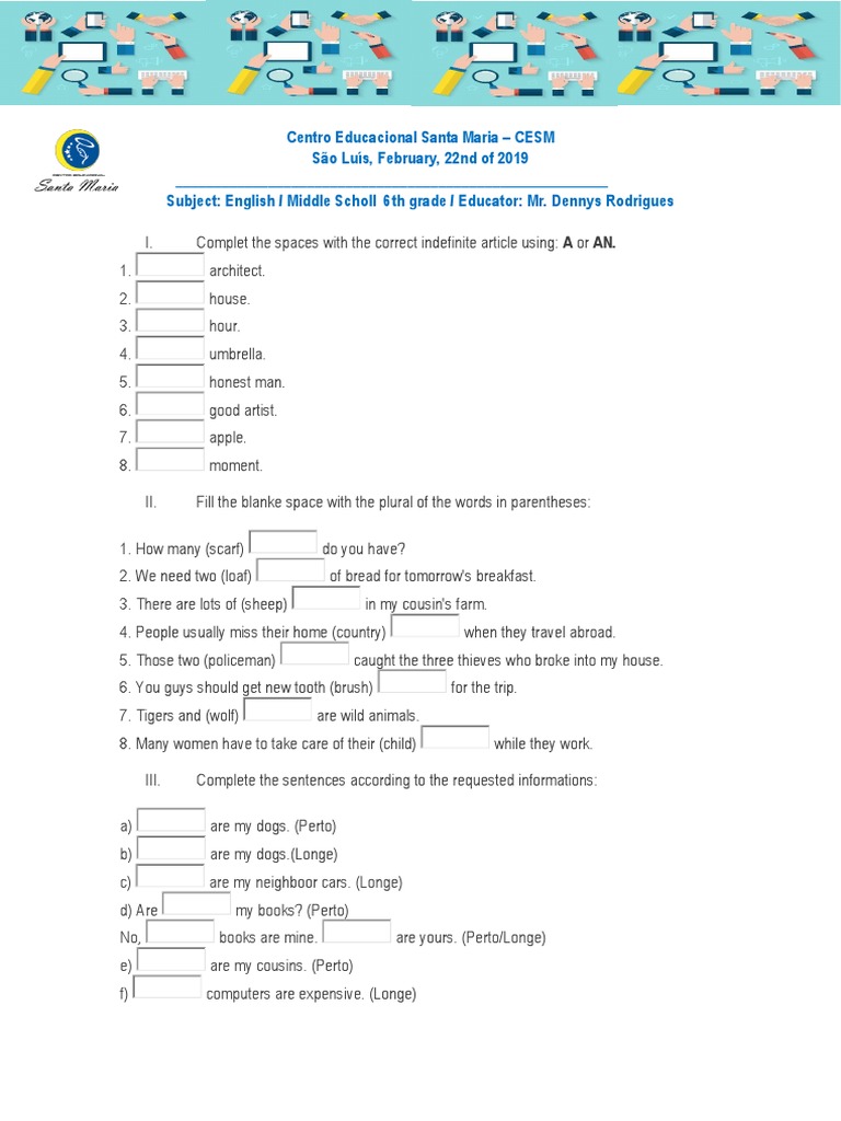 6th Grade English Exercises Guide | PDF