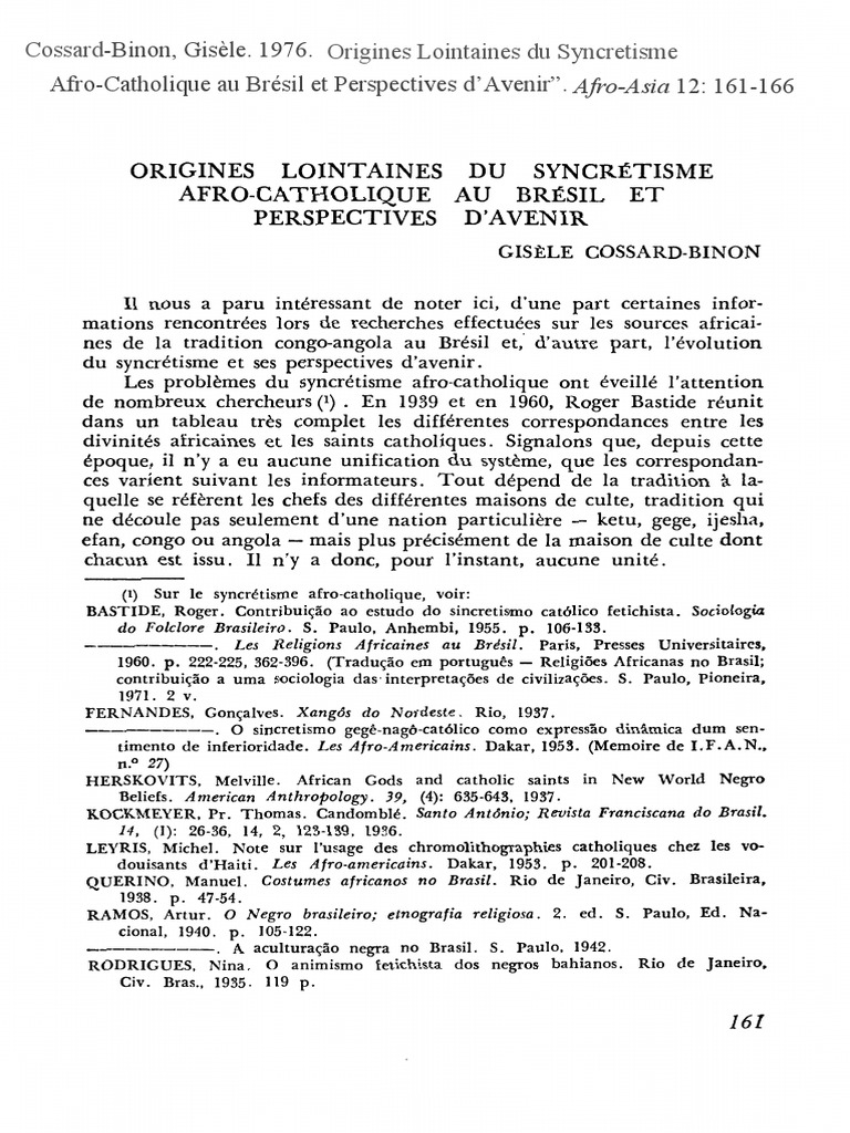 Cossard Sincretismo PDF | PDF | Afrique | Église catholique